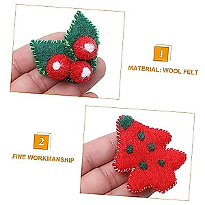 Garneck 10pcs Wool Felt Poke Fun Christmas Decor Christmas Tree Ornaments Home Decorations DIY Xmas Decorations Art Crafts Christmas Felt Tree Hair Pin Felt Charm Hand-Made Adornment