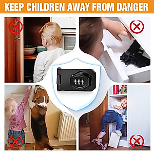 Cabinet Hasp Locks with Code,Drawer Cupboard Door Combination Lock,Locker Keyless Lock,Privacy Password Lock for Small Doors, Cabinets, Barn Door, Bathroom, Mailbox, Pet Doors(Black 3‘’)