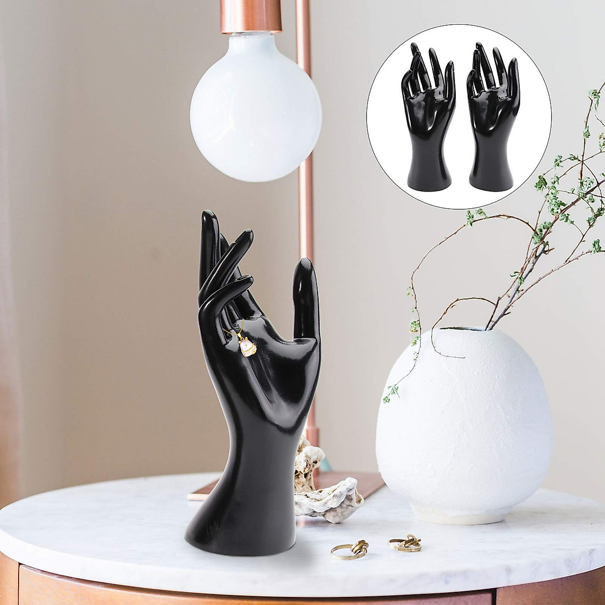 Cabilock 2pcs Necklace Rings Ring Tray Mannequin Hand Form Bracelet Ring Stand Cone Ring Holder Creative Display Stand Jewelry Display Rack Jewelry Organizer Model Bracket Props Desktop