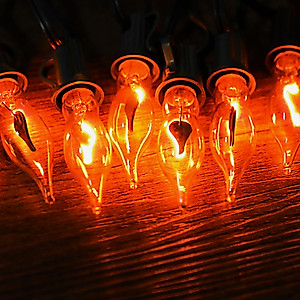 Halloween C7 Flame Light Bulbs Flickering Light Bulbs, 12 Pack Clear Glass Shell Flame Effect Light Bulb as C7 Replacement Bulbs for Flame String Lights & Christmas Halloween Decor, E12 Base - 1W