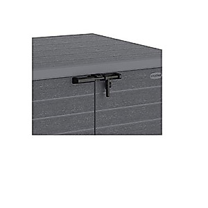 Duramax Cedargrain StoreAway 1200L Plastic Garden Storage Shed/Flat Lid - Outdoor Storage Bike Shed – Durable & Strong Construction– Ideal for Tools, Bikes, BBQs & 2X 240L Bins, 145x85x125 cm, Grey