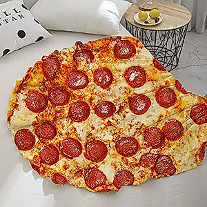 BROSHAN Funny Blanket Adult Size-Novelty Sofa Bed Throws, Double Sided Pizza Blanket 80 in, Soft Fleece Wrap Blankets for Gag Gifts
