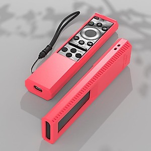 Silicone Samsung Remote Cover Compatible with 2022 Samsung SolarCell Remote TM2280E BN59-01386 BN68-13841G BN59-01385A Cover Samsung TM2240A Remote Case Shockproof Anit-Lost with Lanyard(Red)