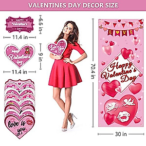 Valentines Day Decoration, Valentine's Day Door Cover & Heart Banner, Hanging Happy Valentine's Day Romantic Sign Banner for Front Door, Valentine Backdrops Banner for Special Night Party Decor Favor