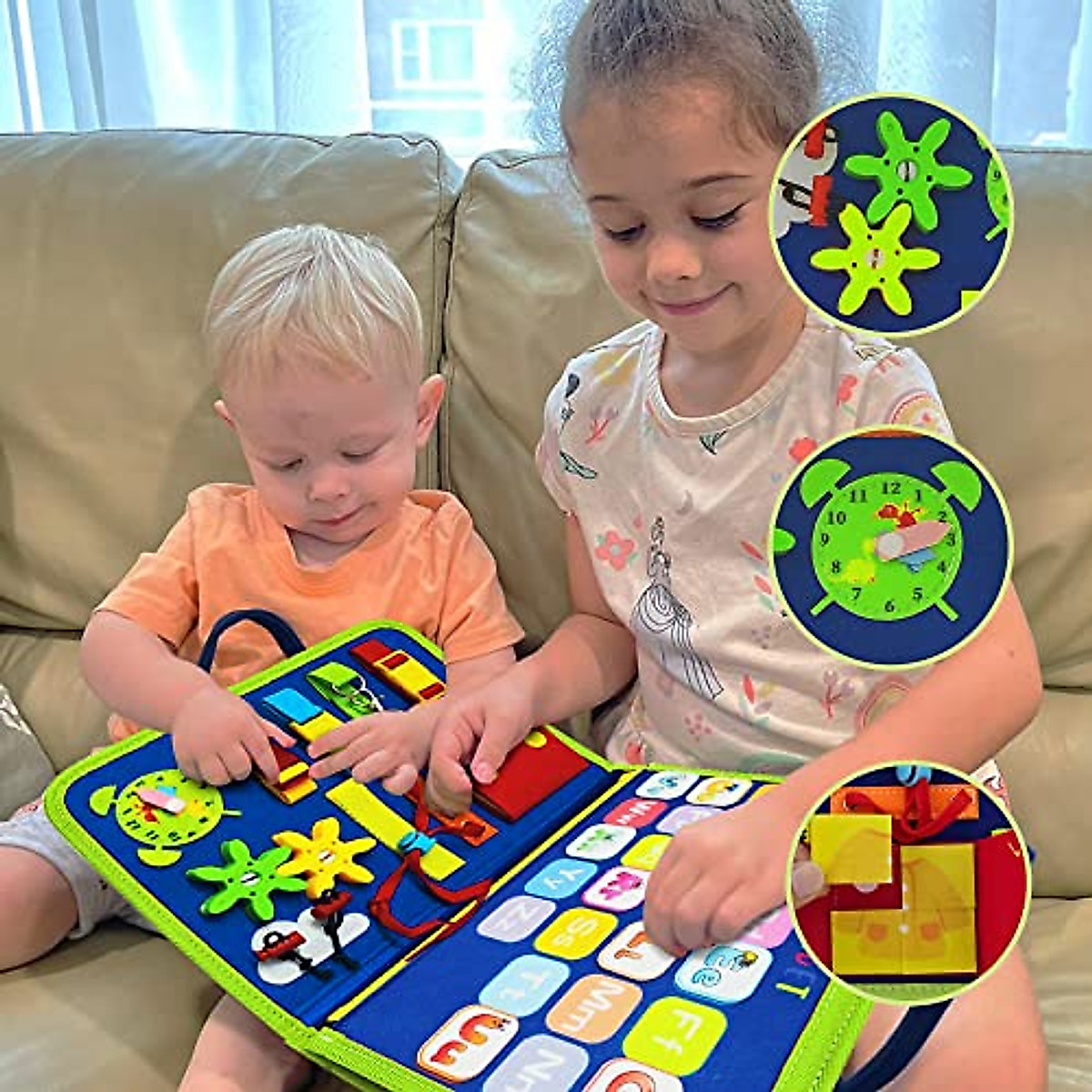 LearnToy Dinosaur Montessori Toys Preschool Learning Toys for Toddlers 1 2 3 4 Years Old, Toddler Busy Board-Educational Toys, Sensory Board, Autism Toys, Toddler Travel Activities Board Toy