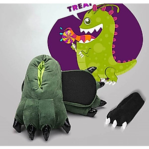 IXITON Unisex Funny Animal Paw slippers Shoes Furry Dinosaur bear Claw Slippers Cartoon plush slippers for men women girl boy kids elder,S,YELLOW