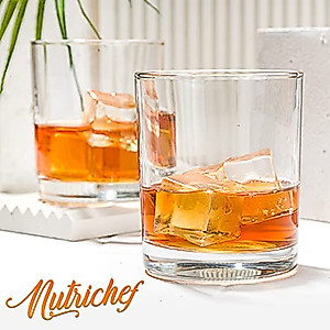 NutriChef 10oz Stemless Whisky cups - Set of 2 Ultra Thin Elegant whisky cups Crystal Glass Drinkware, Lead-Free, Hand Blown Seamless Bowl, Dishwasher Safe