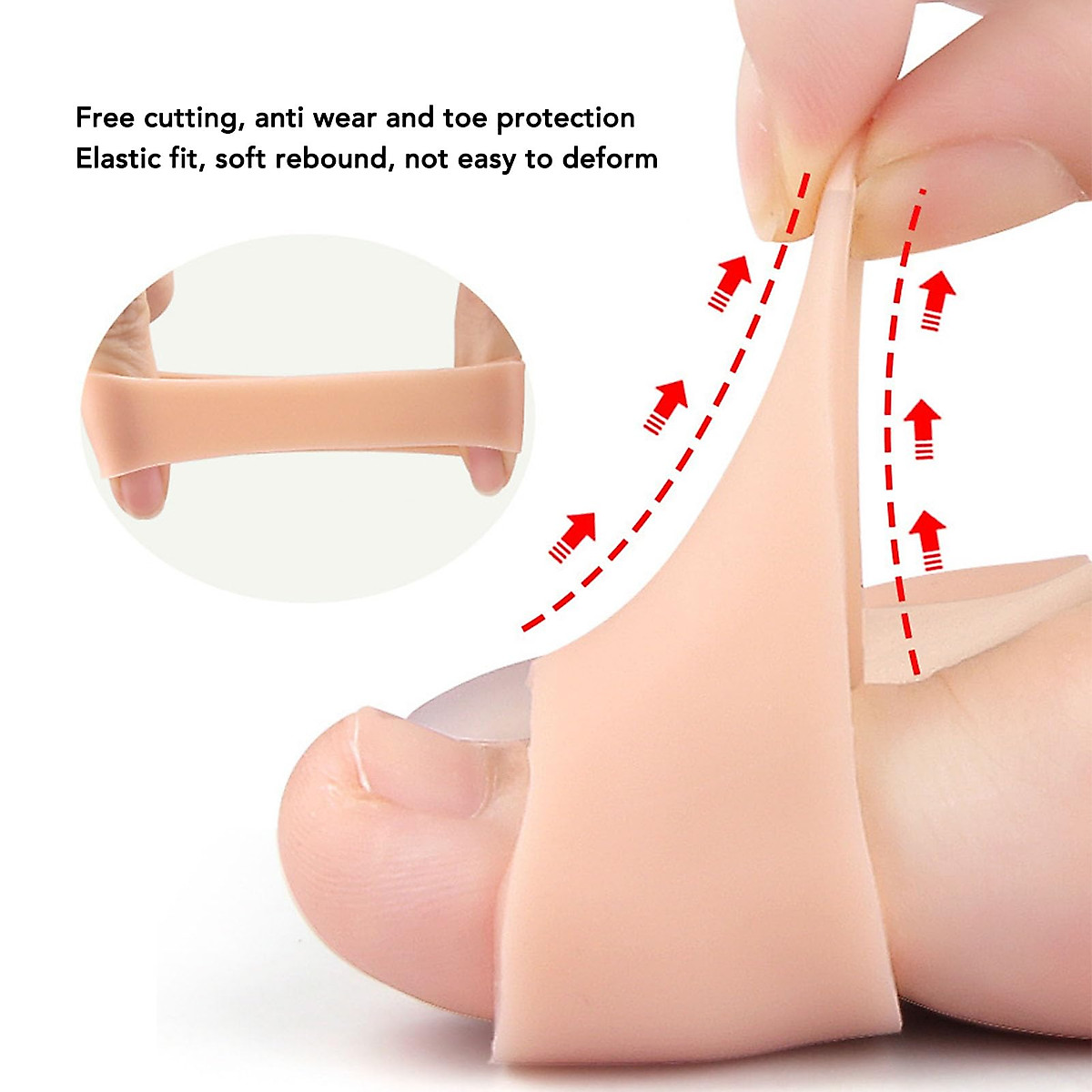 4 Pairs Reusable Toe Sleeves Cushioned Elastic Toe Pad Protectors for Blisters Fingers, Soft Resilient, Secure Wrapped, Skin Friendly, Adjustable Sizing