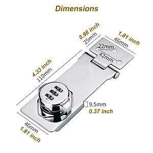 ETEKJOY Keyless Combination Lock for Wooden Cabinet 3-Digit Password Code Hasp Latch Lock Twist Knob Drawer Cupboard Locker Gun-Safe Closet Box (Black)