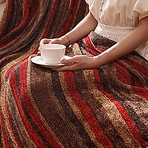patdrea Throw Blanket Knitted Textured Throw Blanket Farmhouse Soft Cozy Warm Couch Blanket (Red, 49“×69”)