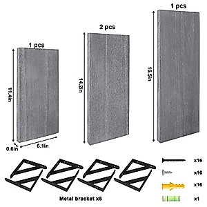 YGEOMER Floating Shelves, Set of 4, Gray Wood Wall Mounted Shelf for Living Room, Bathroom, Bedroom and Plants