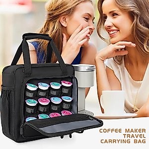 OUUTMEE Coffee Maker Carrying Bag Compatible with Keurig K-Mini or K-Mini Plus, Single Serve Coffee Brewer Portable Storage Bag with Extra Pockets, Storage Tote Case With Multiple Pockets for K-Cup
