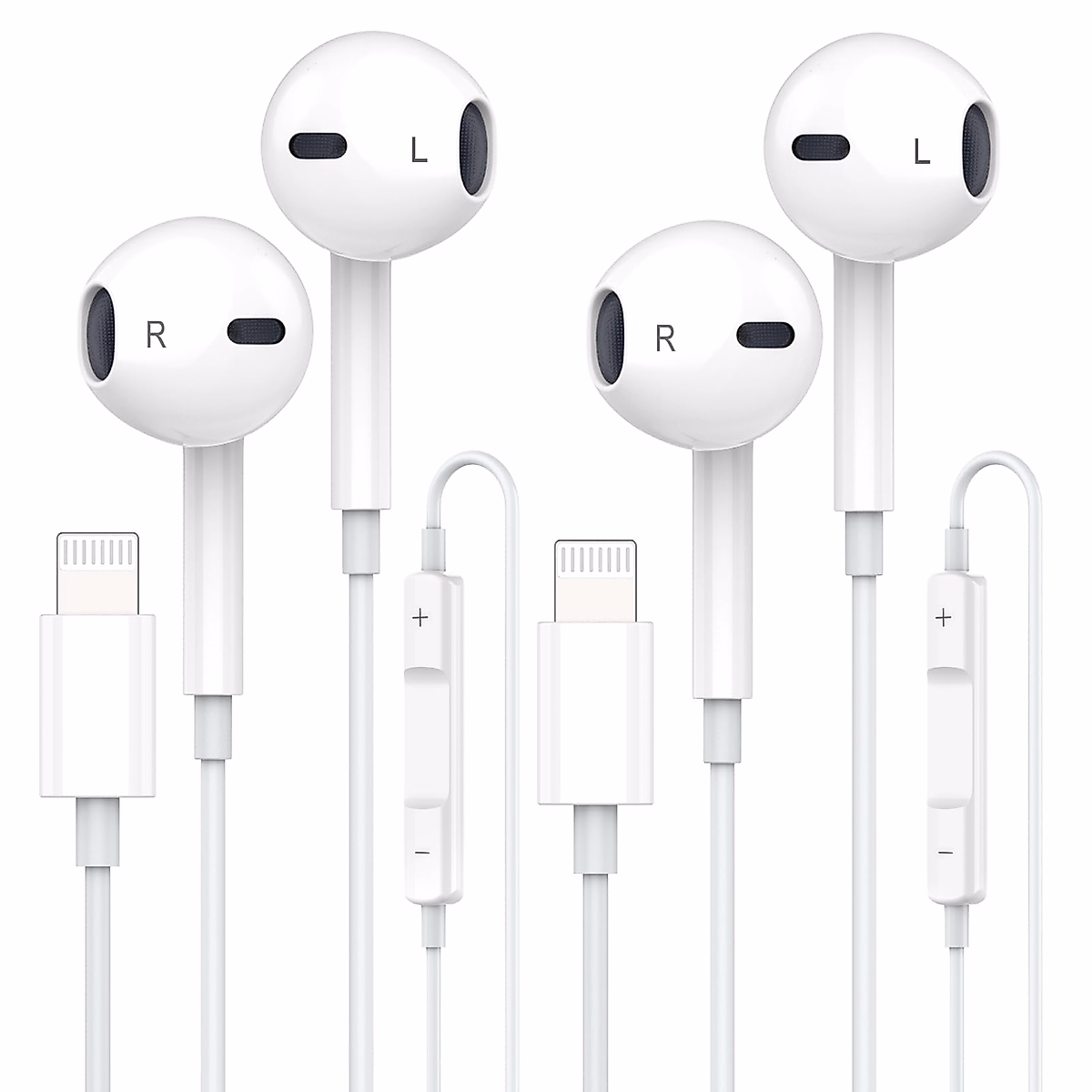 Apple Earbuds, iPhone Wired with Lightning Connector [Apple MFi Certified] Wired Earphones with Microphone Volume Control Music and Calling Headphones for iPhone 14/13/12/11/SE/X/XR/XS/8/7-2 Pack