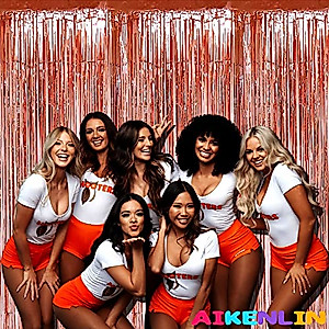 4 Pack 3.2Ft x 9.8Ft Rose Gold Foil Fringe Curtain Backdrop, Metallic Tinsel Foil Fringe Streamers Curtains for Party, Photo Booth Props, Birthday, Wedding, Christmas Party Decoration Supplies