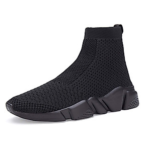 Santiro Tennis Shoes Womens Slip On Shoes Lightweight High Top Sneakers Comfortable Walking Shoes Casual Running Gym Shoes All Black 8.5 US