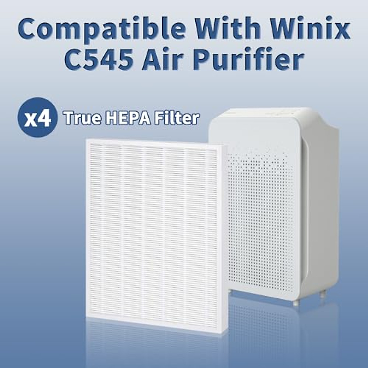 4 Pack C545 True HEPA Replacement Filter S Compatible with Winix C545, B151, P150, 9300 Air Purifier Replacement for Winix S Filter Part 1712-0096-00 and 2522-0058-00 by Funmit