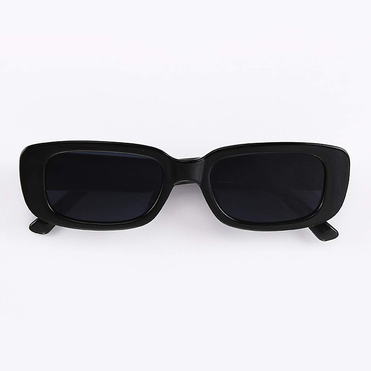 Long Keeper Square Rectangle Sunglasses Women Retro Vintage Driving Glasses (Black Black)