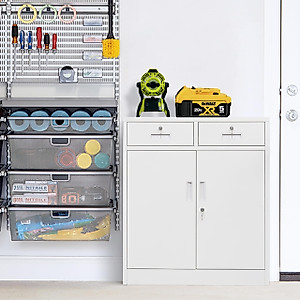 BESFUR 2 Drawers Metal Cabinet, 36” Locking File Cabinet for Garage、Classroom and Office - White