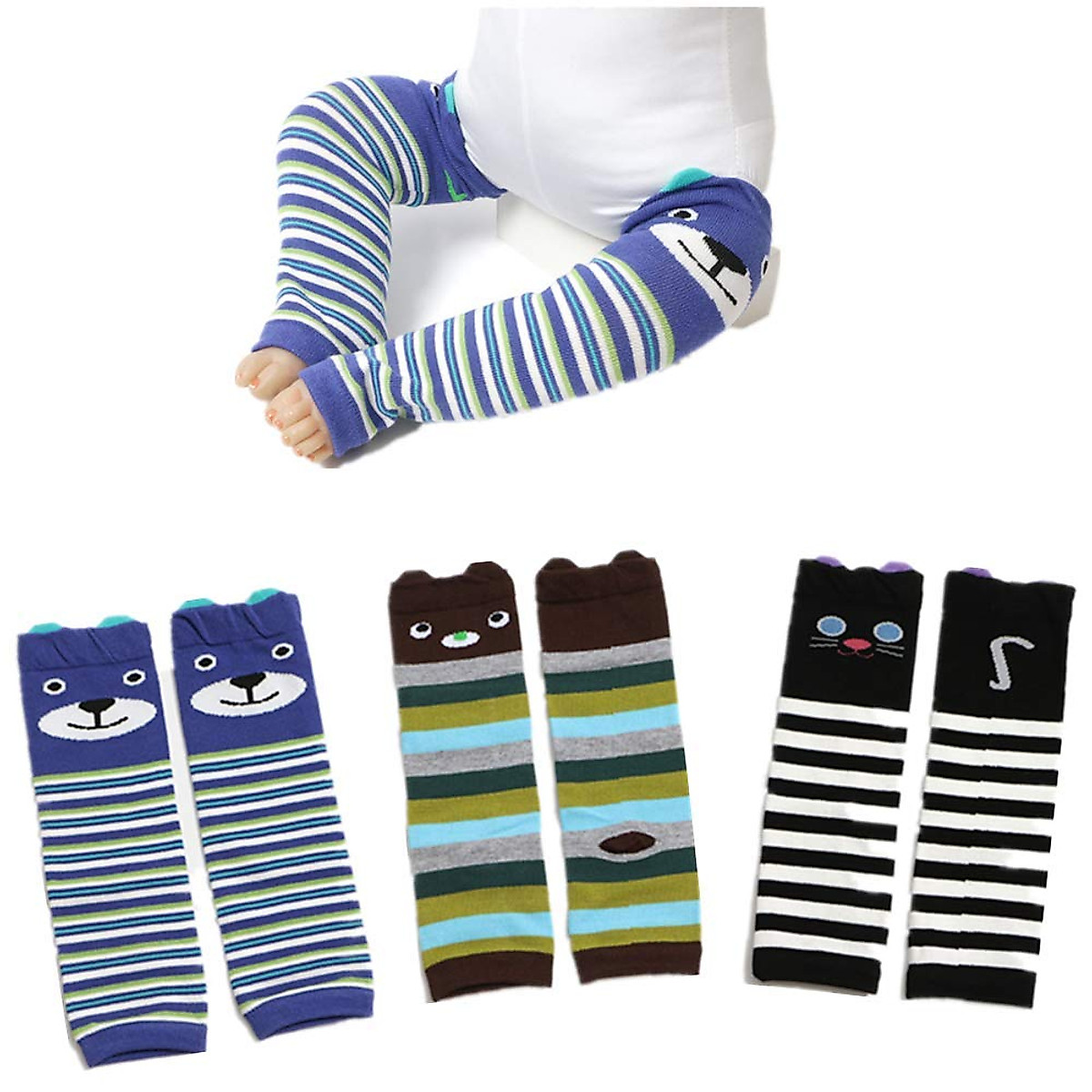 Vewye 6 PCS Baby Toddler Leg Warmers Knee Protector for Girls Boys Crawling Knee Pads in various styles