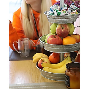 3 Tiered Serving – Galvanized Metal Tray – Balanced Structure – Multipurpose Decorative Tray by Sheff Store (3 Tier)