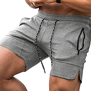 COOFANDY Mens Bodybuilding,Basketball,Fitness,Jogging,Weightlifting,Training,Running,Workout,Athletic,Gym, Shorts, with Zipper Pockets, Medium, Grey