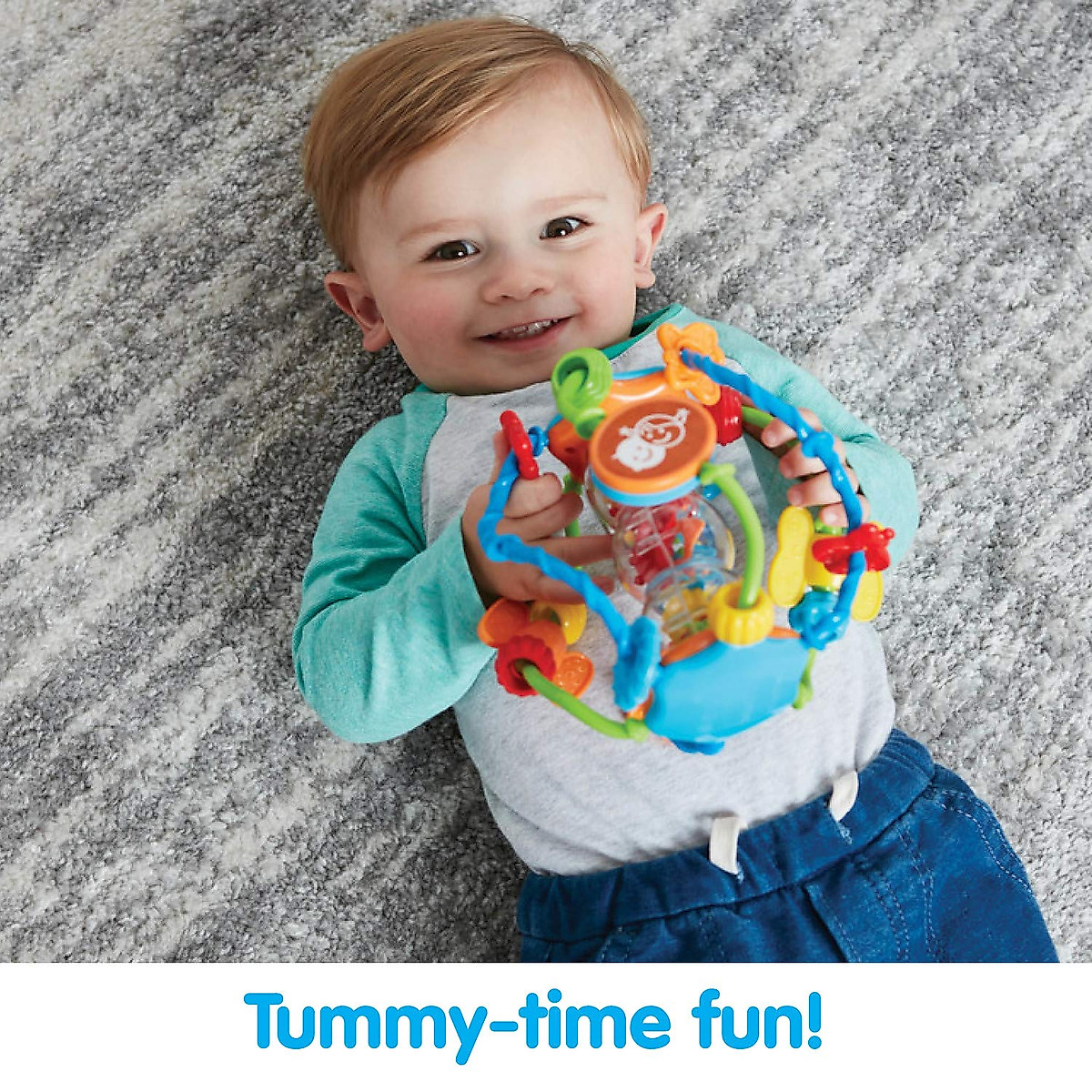 Kidoozie Little Hands Activity Ball, Perfect for Teething, Develops Hand-Eye Coordination, Emits Soothing Sounds, for Children 6-18 Months +, Multicolor