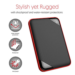 SP 1TB Rugged Portable External Hard Drive Armor A30, Shockproof USB 3.0 for PC, Mac, Xbox and PS4, Black