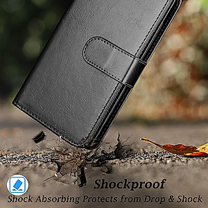 YJROP for OnePlus Nord N30 5G/OnePlus Nord CE 3 Lite 5G Case,with Screen Protector,PU Leather Wrist Strap Card Slots Shockproof Protective Flip Cover Phone Wallet Case for OnePlus Nord N30, Black