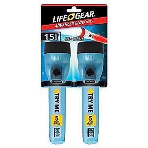 Life Gear 2PK Glow Mini Flashlight with Safety Glow Handle In Assorted Colors (TG12-60531-RGB)