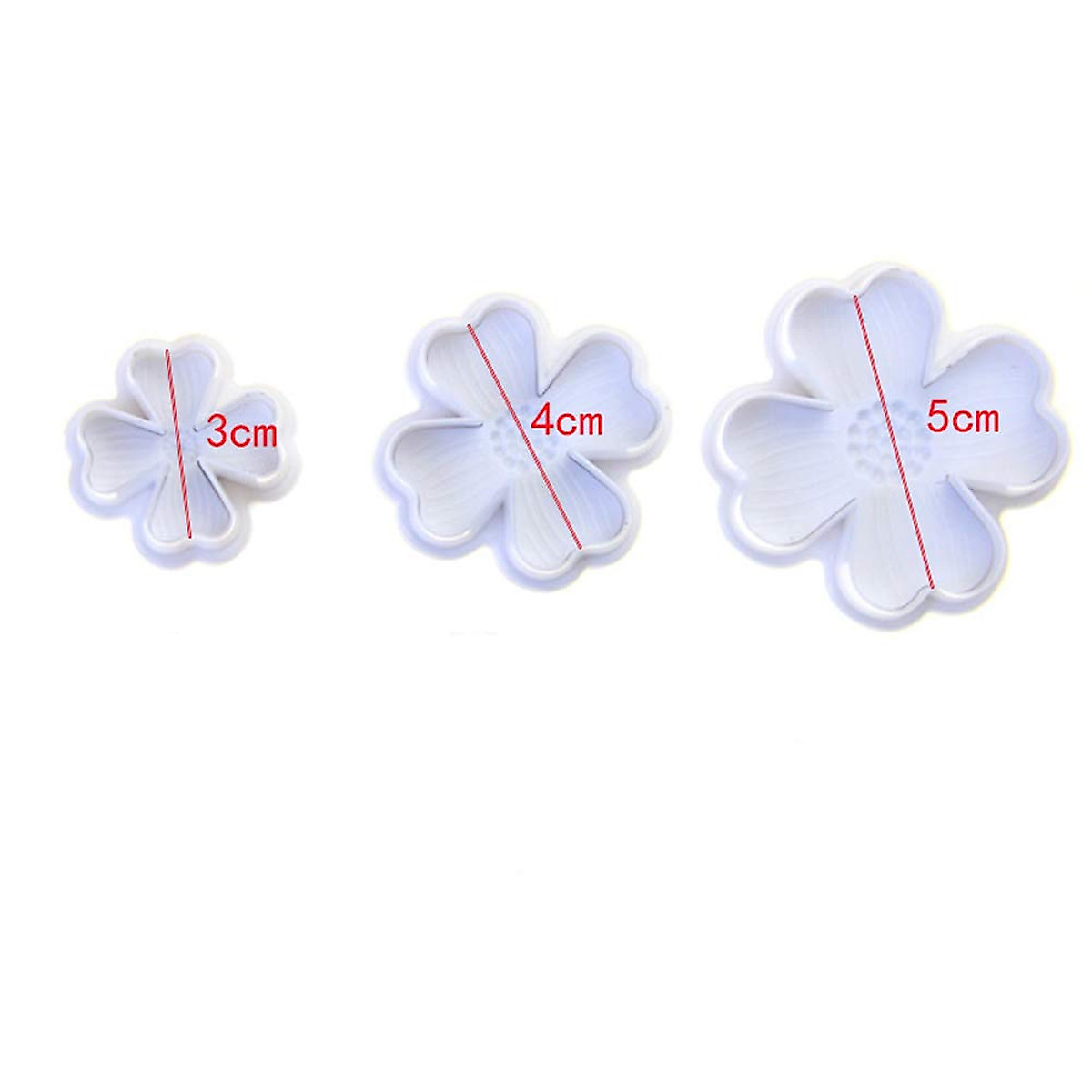 Yardwe Molds Four Leaf Clover Spring Plunger Cake Mold Sugar Cake Fondant Decoration Tool 3pcs (White)