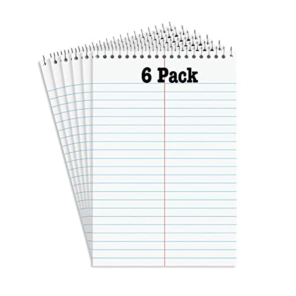Steno Pads Notebooks, Top Bound Spiral Steno Book -Stenos Note Pads Gregg Ruled, White, 80 Sheets Per Steno Notepad - 6 x 9 Inch - Great for Note-taking and Making To-do Lists - 6 Pack