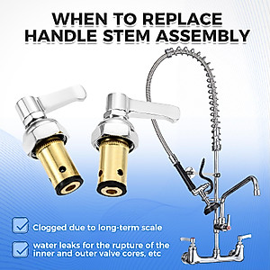 MOOTVGOO 2 Pack Handle Stem Assembly, Blue Cold and Red Hot Side Spindle Assembly Valve Replacement for T&S Brass Faucets, Replace 002714-40 002713-40