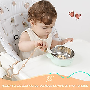 Baby Spoons Self Feeding 6 Month,SMAutoLife Toddler Utensils Holder Strap Food Grade Silicone Keep Fork and Spoon Off The Floor Great for Kids,Hook On High Chair(Orange)