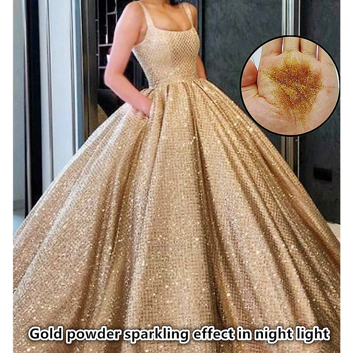 Go Ho Hair and Body Glitter Spray,Festival Glitter Dry Powder Makeup for Clothes,Gold Glitter Spray Loose Sparkle Powder,Holographic Ultra Fine Glitter,Resin Glitter for Crafts,10g