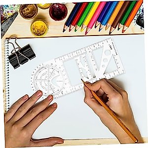 Geometric Drawing Ruler Ruler Metric Ruler Circle Stencil Clear Ruler Examination Use Ruler Mathematics Learning Ruler Drawing Rulers Multipurpose Plastic Ruler White