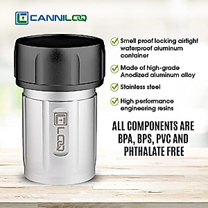Canniloq T80ASPB Premium Rugged Airtight Jar and Aluminum Container Keeps Dry Goods Fresh, Silver Body Black Cap, 80ml