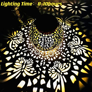 Butterfly Hanging Solar Lanterns Retro Solar Lights with Handle, Outdoor Solar Garden Lights Decor Metal Decorative Garden Lights for Patio, Lawn, Porch, Backyard Christmas Day…