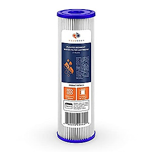 Aquaboon 1 Micron 10" x 2.5" Pleated Sediment Water Filter Cartridge | Universal Replacement for Any 10 inch RO Unit | Compatible with R50, 801-50, WFPFC3002, WB-50W, SPC-25-1050, WHKF-WHPL, 6-Pack