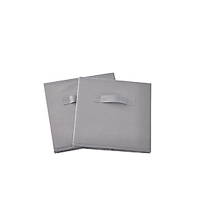 Mrooda Fabric Storage Bins 2 Pack Storage Cubes For Shelves、Storage Bins with 2 Handles 、Rectangle Storage Box Organizer Shelf Baskets 、for clothes toys books and more、color grey 2 pack