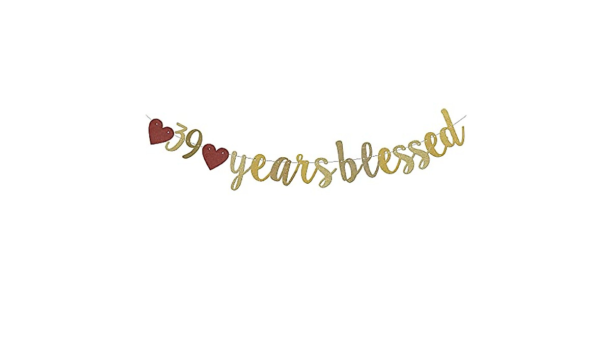 39th Birthday & Anniversary Gold Glitter Banner - Celebrate in Style