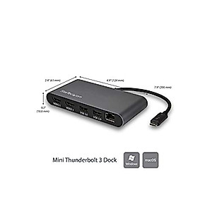 StarTech.com Dual 4K Monitor Mini Thunderbolt 3 Dock with HDMI - Mac & Windows Docking Station - Discontinued, Limited Stock, & Replaced by TB3DKM2HDL (TB3DKM2HD)