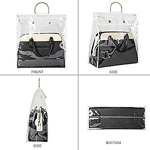Outgeek Purse Storage Bag organization for Hanging Closet with Zipper and Handle Handbag Organizer Dust Cover Anti-dust (S&M&L, White 3PCS)