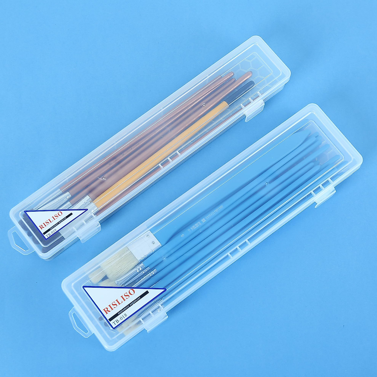 RISLISO, Paint Brush Holder for Long Paintbrushes, Fine Art Portable Paint Brush Organizer Case,Clear 2Pcs, TB 018