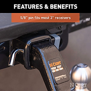 CURT 23021 Trailer Hitch Lock, 5/8-Inch Pin Diameter, Fits Most 3-Inch Receivers