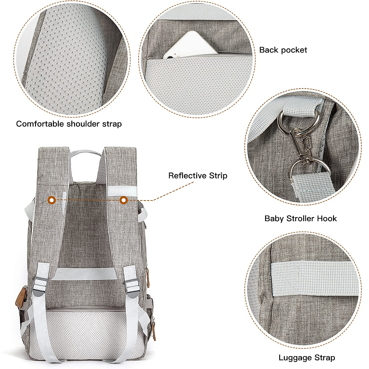 MOMIGO Breast Pump Backpack - Cooler and Moistureproof Bag Double Layer for Mother Outdoor Working Backpack with 13 Inch Laptop Compartment Fit Most Breast Pumps (Grey)