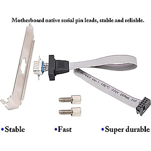 zdyCGTime 1Port DB9 RS232Serial Port Bracket to 10 pin HeaderRibbon Cable Connector Adapter, DB9 Serial Male to 10P Motherboard Header Panel Mount Cable Serial Port Bracket (12in 4Pcs) (1 Port)