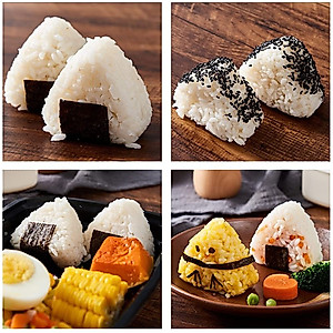 3 Pack Onigiri Sushi Maker Mold, Non Stick Musubi Maker Press, Triangle Rice Ball Mold Sushi Makers (Large & Small) with 2 Pack Small Rice Paddles