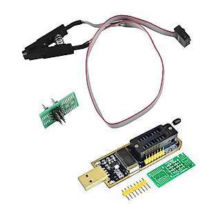 ACEIRMC SOIC8 SOP8 Flash Chip IC Test Clips Socket Adpter Programmer BIOS + CH341A 24 25 Series for EEPROM Flash BIOS USB Programmer Module (Single Clip + USB)