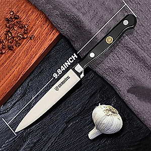 Utility Knife 5 inch - Kitchen Utility Knife Forged from German Stainless Steel 5Cr15Mov(HRC58), Full Tang, Razor Sharp Paring Knife with Ergonomic Handle for Home, Kitchen&Restaurant
