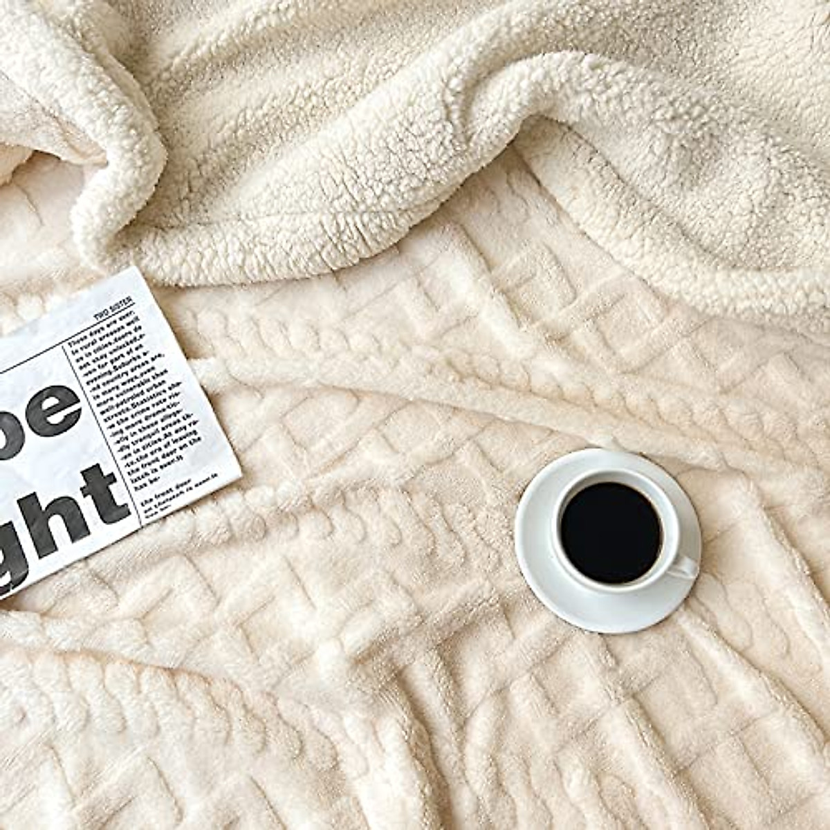 Sherpa Fleece Throw Blanket-3D Stylish Design, Super Soft,Fluffy,Warm,Cozy,Plush,Fuzzy for Couch Sofa Living Room Bed-All Season Accessories(Beige, 60x80)